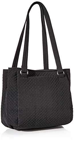 Vera Bradley Women's Microfiber Multi-Compartment Shoulder Satchel Purse, Classic Black, One Size