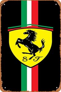 scuderia ferrari f1 logo design with italy flag poster metal tin sign 8″ x 12″ vintage retro man cave wall decor