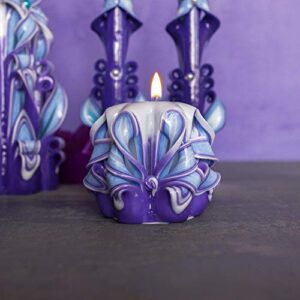 Hand Carved Candles - Handmade Candles - Purple Blue White by Size 2 inch - Made by 16th Century Techtology - Handcrafted Candles - Decorative Candles