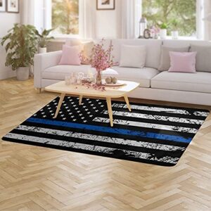 NiYoung Bedroom Living Room Kitchen Extra Large Area Rug Home Art - Thin Blue Line Flag Police Floor Mat Doormats Quick Dry Tub Shower Bath Rug Exercise Mat Throw Rugs Carpet