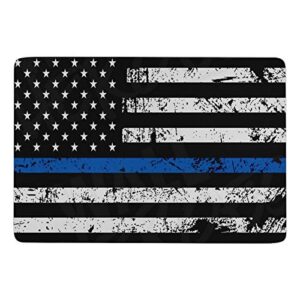 NiYoung Bedroom Living Room Kitchen Extra Large Area Rug Home Art - Thin Blue Line Flag Police Floor Mat Doormats Quick Dry Tub Shower Bath Rug Exercise Mat Throw Rugs Carpet