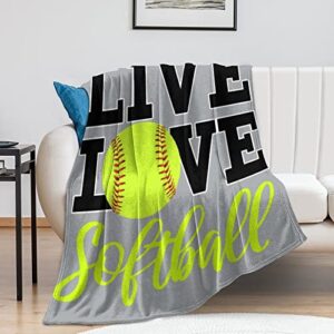 Premium Softball Blanket Cool Ball Sports Theme Green Softball Grey Flannel Blanket,Ultra Soft Sofa Bed Blanket,Keep Warm Travel Throw Blankets Luxury Novelty Gift Blanket Unisex,40"x50"