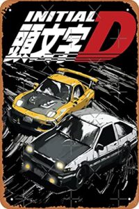 shvieiart 8 x 12 metal signs – mountain drift racing initial d tandems ae86 vs fd rx-7 vintage look metal tin poster