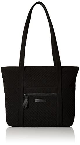 Vera Bradley Women's Microfiber Small Vera Tote Bag, Black 2, One Size