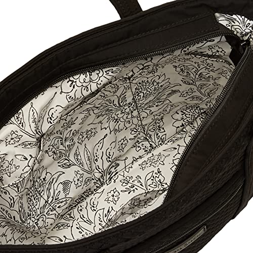 Vera Bradley Women's Microfiber Small Vera Tote Bag, Black 2, One Size