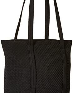 Vera Bradley Women's Microfiber Small Vera Tote Bag, Black 2, One Size