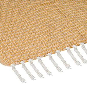 Yellow Cotton Throw Blanket - Waffle Weave Throw Blanket 60”x48” - Farmhouse Throw Blanket - Throw Blanket for Couch Sofa Chair Bed - Blanket for all Seasons - Yellow Decorative Blanket with Fringe