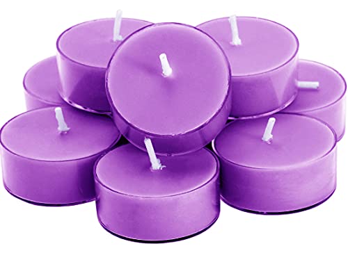 DEYBBY Scented Soy Wax Tealight Candles Bulk, Lavender Aromatherapy Candle for Stress Relief, Clear Cup Long Lasting, for for Relaxation, Spa and Bath|Pack of 12