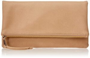 the drop women’s southampton zipper foldover clutch, taupe, one size