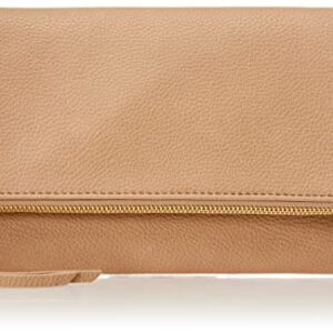 The Drop Women's Southampton Zipper Foldover Clutch, Taupe, One Size