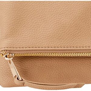 The Drop Women's Southampton Zipper Foldover Clutch, Taupe, One Size