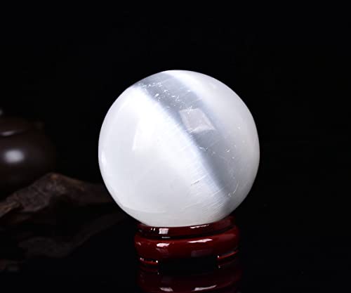 JIC Gem 4 Inch(100mm) Selenite Crystal Sphere Healing Crystal Ball for Meditation, Home Decoration