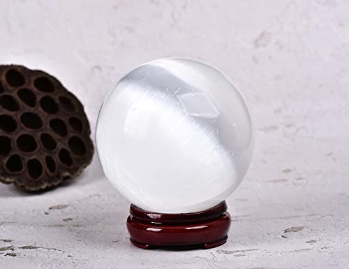 JIC Gem 4 Inch(100mm) Selenite Crystal Sphere Healing Crystal Ball for Meditation, Home Decoration