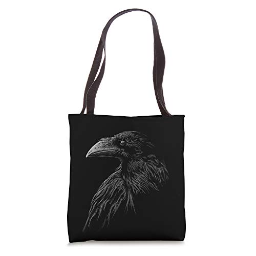 Mystical black raven illustration crow artwork Tote Bag