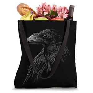 Mystical black raven illustration crow artwork Tote Bag