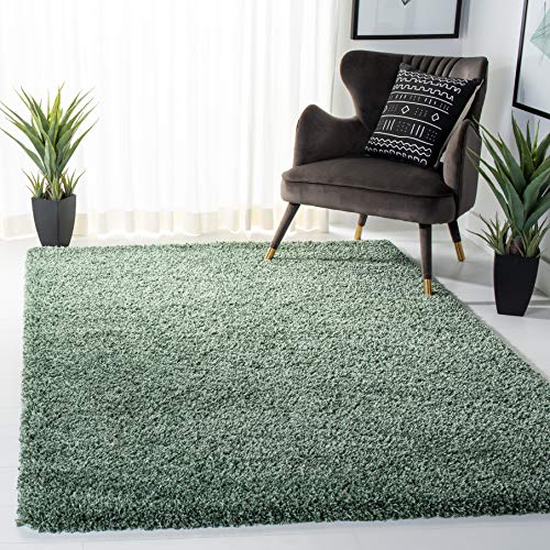 SAFAVIEH Hudson Shag Collection 7' Square Green SGH220Y Modern Solid Non-Shedding Living Room Bedroom Dining Room Entryway Plush 2-inch Thick Area Rug