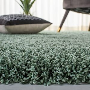 SAFAVIEH Hudson Shag Collection 7' Square Green SGH220Y Modern Solid Non-Shedding Living Room Bedroom Dining Room Entryway Plush 2-inch Thick Area Rug