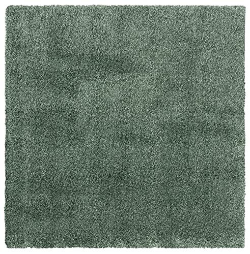 SAFAVIEH Hudson Shag Collection 7' Square Green SGH220Y Modern Solid Non-Shedding Living Room Bedroom Dining Room Entryway Plush 2-inch Thick Area Rug