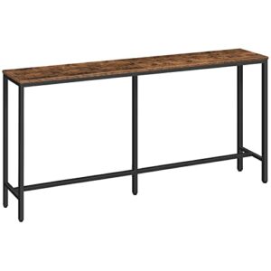 alloswell 63″ console table, narrow sofa table, entryway table, industrial sofa table, side table, for hallway, living room, bedroom, sturdy and stable, easy to assemble, rustic brown cthr16001