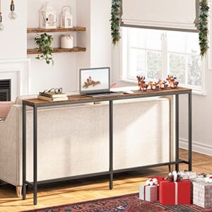 ALLOSWELL 63" Console Table, Narrow Sofa Table, Entryway Table, Industrial Sofa Table, Side Table, for Hallway, Living Room, Bedroom, Sturdy and Stable, Easy to Assemble, Rustic Brown CTHR16001