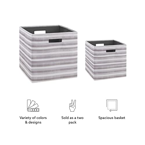 Linon Home Decor Linon Dawes Grey Stripe 2pk Storage Bin