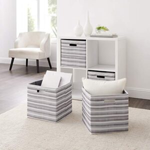 Linon Home Decor Linon Dawes Grey Stripe 2pk Storage Bin