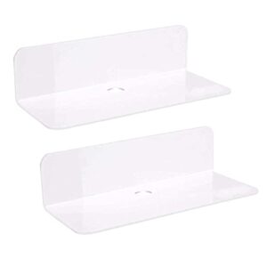 calidaka 2 pack wall mounted floating shelves no drill adhesive shelf acrylic wall shelves hanging mini shelf bookshelves display shelf for bathroom kitchen living,kitchen,room bedroom