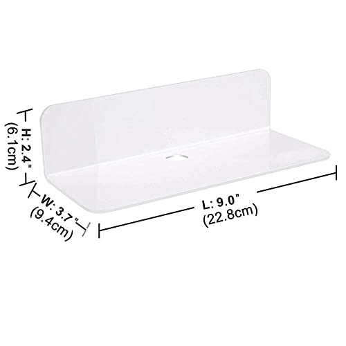 CALIDAKA 2 Pack Wall Mounted Floating Shelves No Drill Adhesive Shelf Acrylic Wall Shelves Hanging Mini Shelf Bookshelves Display Shelf for Bathroom Kitchen Living,Kitchen,Room Bedroom