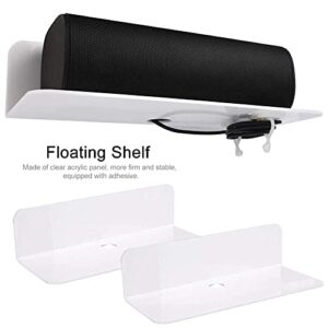 CALIDAKA 2 Pack Wall Mounted Floating Shelves No Drill Adhesive Shelf Acrylic Wall Shelves Hanging Mini Shelf Bookshelves Display Shelf for Bathroom Kitchen Living,Kitchen,Room Bedroom