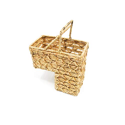 15" Water Hyacinth Storage Stair Basket With Handles and Weave Design by Trademark Innovations