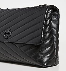 Tory Burch Women's Kira Chevron Powder Coated Convertible Shoulder Bag, Black, One Size