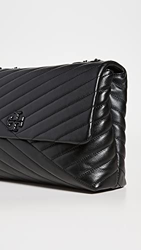 Tory Burch Women's Kira Chevron Powder Coated Convertible Shoulder Bag, Black, One Size