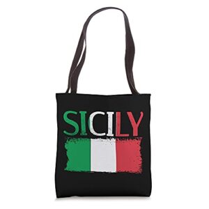 vacation travel sicilia sicily italy italian flag tote bag