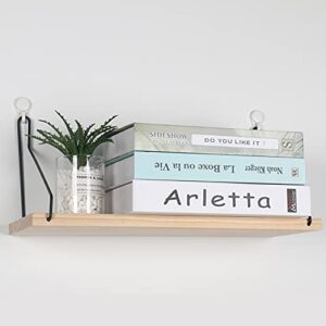 Floating Shelves Decorative Shelves Wooden Wall Mounted Shelf for Bedroom Living Room Kitchen and Office (Natural,11.8 in)