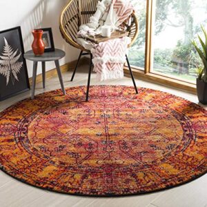 safavieh vintage hamadan collection 5’3″ round orange vth216c oriental traditional persian non-shedding dining room entryway foyer living room bedroom area rug