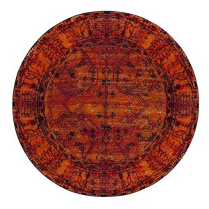 SAFAVIEH Vintage Hamadan Collection 5'3" Round Orange VTH216C Oriental Traditional Persian Non-Shedding Dining Room Entryway Foyer Living Room Bedroom Area Rug