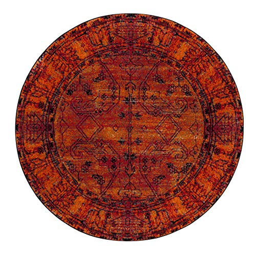 SAFAVIEH Vintage Hamadan Collection 5'3" Round Orange VTH216C Oriental Traditional Persian Non-Shedding Dining Room Entryway Foyer Living Room Bedroom Area Rug