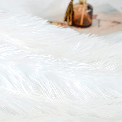 JONIYEAR Extra 2.8" Long Hair Fluffy Faux Fur Throw Blanket 50" x 60", Luxury Soft Decorative Fuzzy Furry Blanket for Couch, Cozy Plush Shaggy Blankets for Sofa Bed, Cute Lovely Blanket for Pet, White