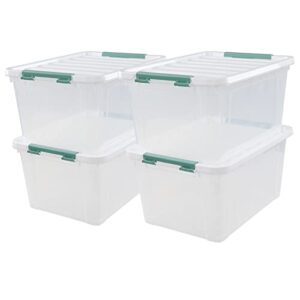 uumitty 4-pack 35 quart large plastic storage boxes, clear storage latches bins with lid