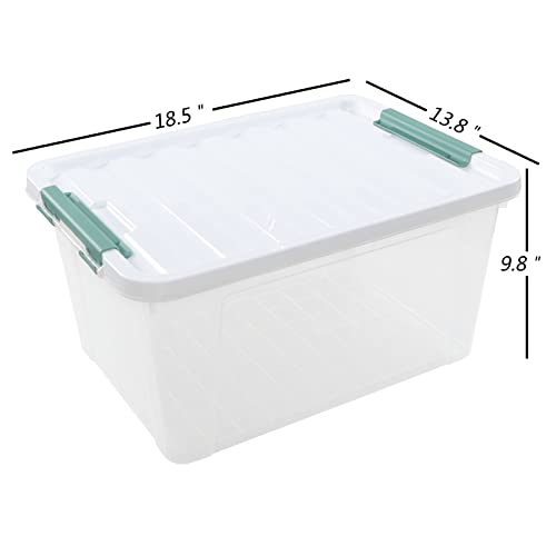 Uumitty 4-Pack 35 Quart Large Plastic Storage Boxes, Clear Storage Latches Bins with Lid