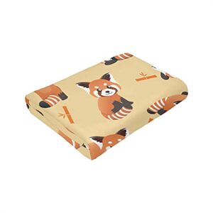 PAVQWEJ Flannel Fleece Throw Blanket,Cute Red Panda and Bamboo Home Decor Perfect for Bed and Sofa Blankets with Pillowcase Cover（18"x 18"） for All Season Microfiber Durable Couch Blankets（50"x 40"）