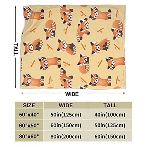 PAVQWEJ Flannel Fleece Throw Blanket,Cute Red Panda and Bamboo Home Decor Perfect for Bed and Sofa Blankets with Pillowcase Cover（18"x 18"） for All Season Microfiber Durable Couch Blankets（50"x 40"）