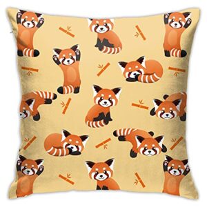 PAVQWEJ Flannel Fleece Throw Blanket,Cute Red Panda and Bamboo Home Decor Perfect for Bed and Sofa Blankets with Pillowcase Cover（18"x 18"） for All Season Microfiber Durable Couch Blankets（50"x 40"）