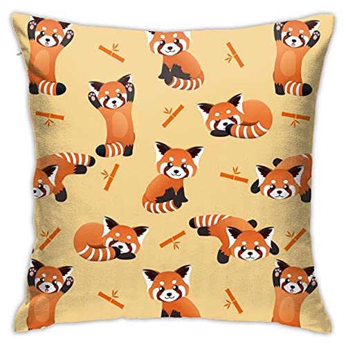 PAVQWEJ Flannel Fleece Throw Blanket,Cute Red Panda and Bamboo Home Decor Perfect for Bed and Sofa Blankets with Pillowcase Cover（18"x 18"） for All Season Microfiber Durable Couch Blankets（50"x 40"）