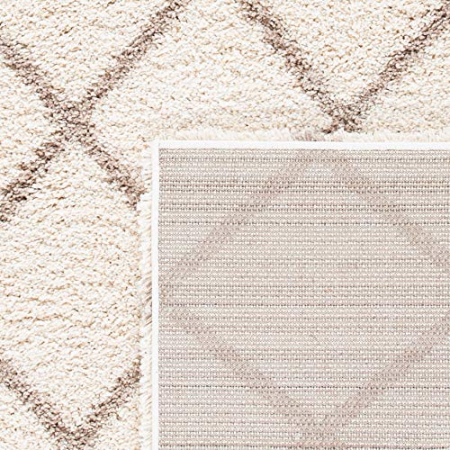 SAFAVIEH Hudson Shag Collection 5'1" x 7'6" Ivory/Beige SGH222A Modern Diamond Trellis Non-Shedding Living Room Bedroom Dining Room Entryway Plush 2-inch Thick Area Rug