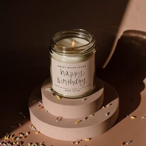 Sweet Water Decor, Happy Birthday, Vanilla, Sugar, and Buttercream, Sweet Scented Soy Wax Candle for Home | 9oz Clear Jar, 40 Hour Burn Time, Made in the USA