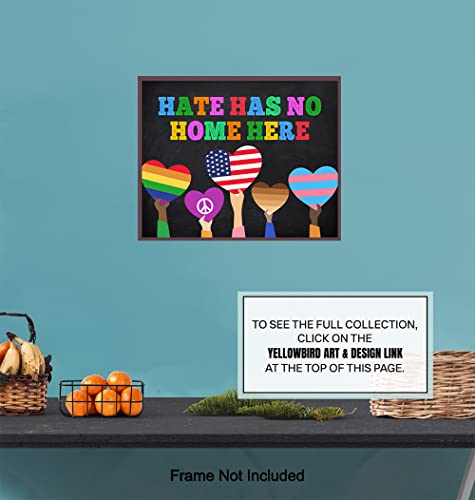 Hate Has No Home Here Flag Sign - Black Lives Matter, LGBTQ, African American, Civil Rights Wall Art Poster, Home Decor, Room Decoration - Gift for Queer, Gay, Bi, Lesbian, Latino, Liberal Democrats