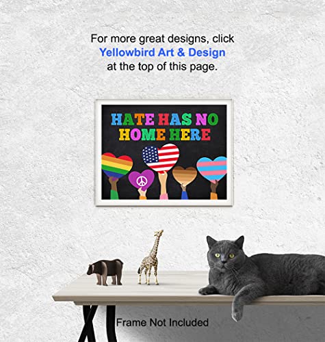 Hate Has No Home Here Flag Sign - Black Lives Matter, LGBTQ, African American, Civil Rights Wall Art Poster, Home Decor, Room Decoration - Gift for Queer, Gay, Bi, Lesbian, Latino, Liberal Democrats