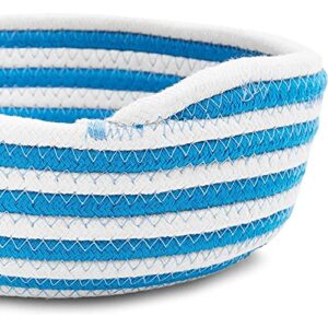 Round Woven Storage Baskets, Blue and White Stripes (3 Sizes, 3 Pack)