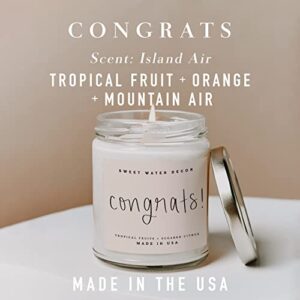 Sweet Water Decor, Congrats! Tropical Fruits and Sugared Citrus Island Scented Soy Wax Candle for Home | 9oz Clear Jar, 40 Hour Burn Time, Made in the USA